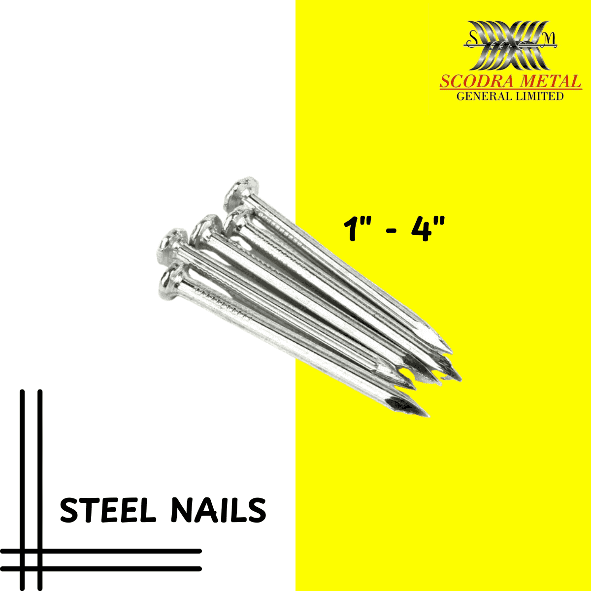 Steel Nails (1″, 2″ 3″ 4″) - Scodra Metal General Ltd | Quality Steel ...